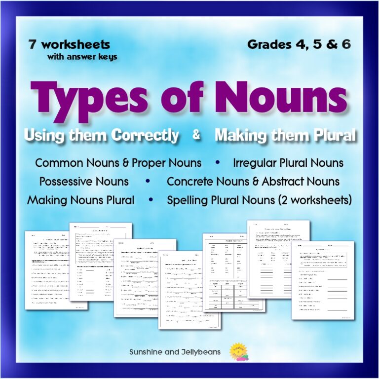Nouns BUNDLE - Grades 4-5- Possessive Concrete Abstract Plural - 21 ...