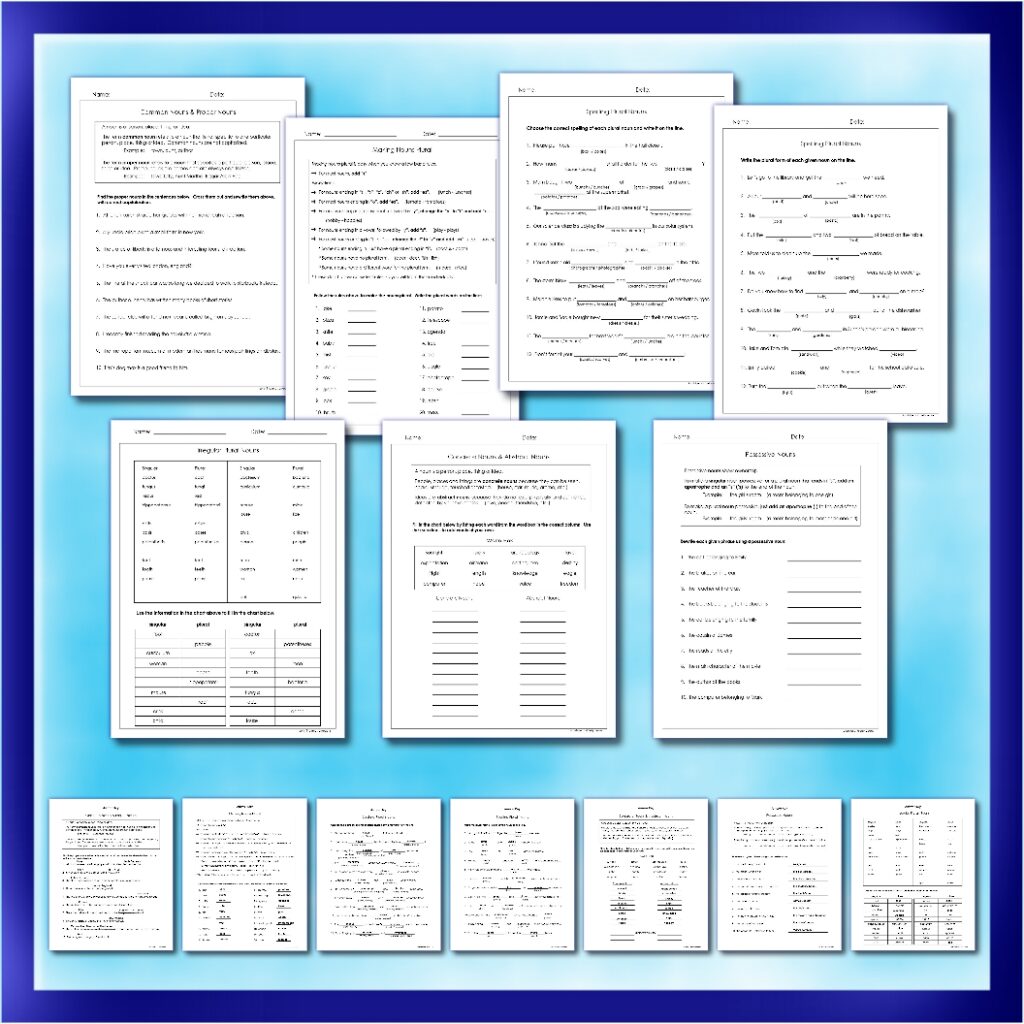 Nouns BUNDLE - Grades 4-5- Possessive Concrete Abstract Plural - 21 ...
