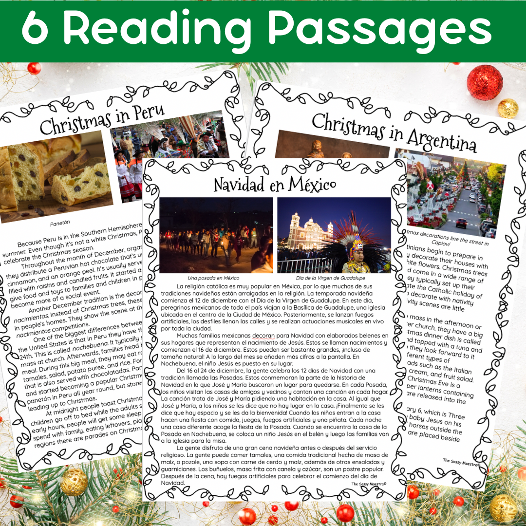 Christmas in Latin America Reading Passages Spanish Bilingual Bundle ...