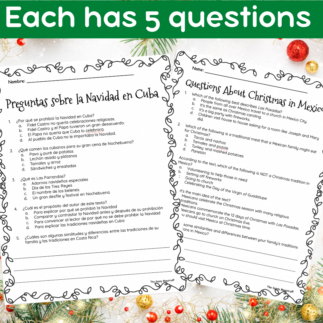 Christmas in Latin America Reading Passages Spanish Bilingual Bundle ...