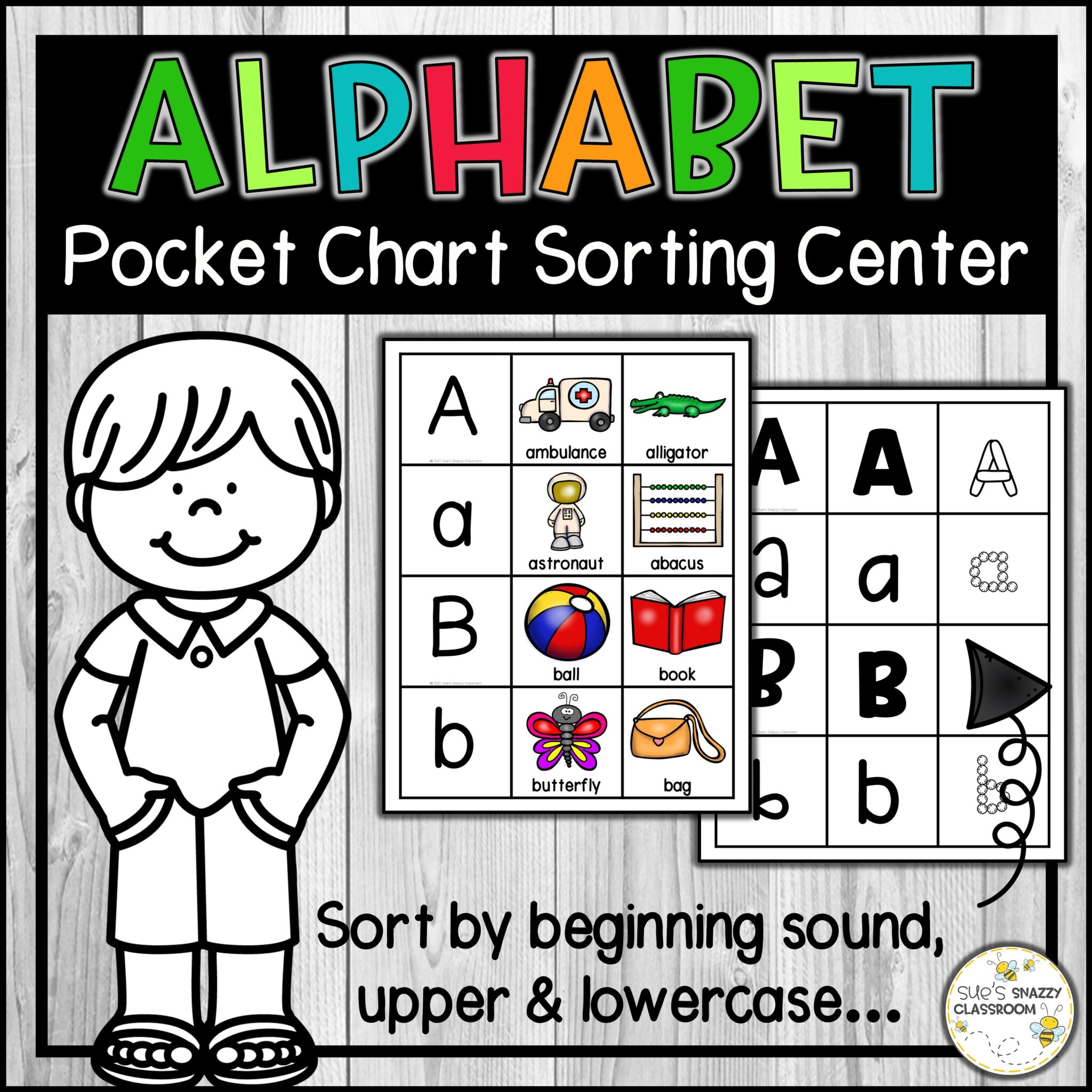 Alphabet Cards - Beginning Letter Sounds - Pocket Chart Sorting Center ...