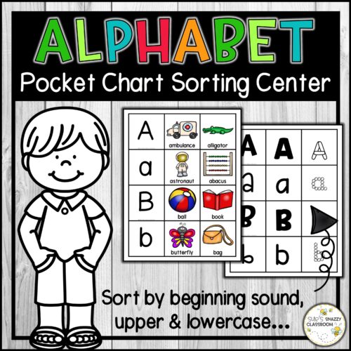 Alphabet Cards - Beginning Letter Sounds - Pocket Chart Sorting Center ...