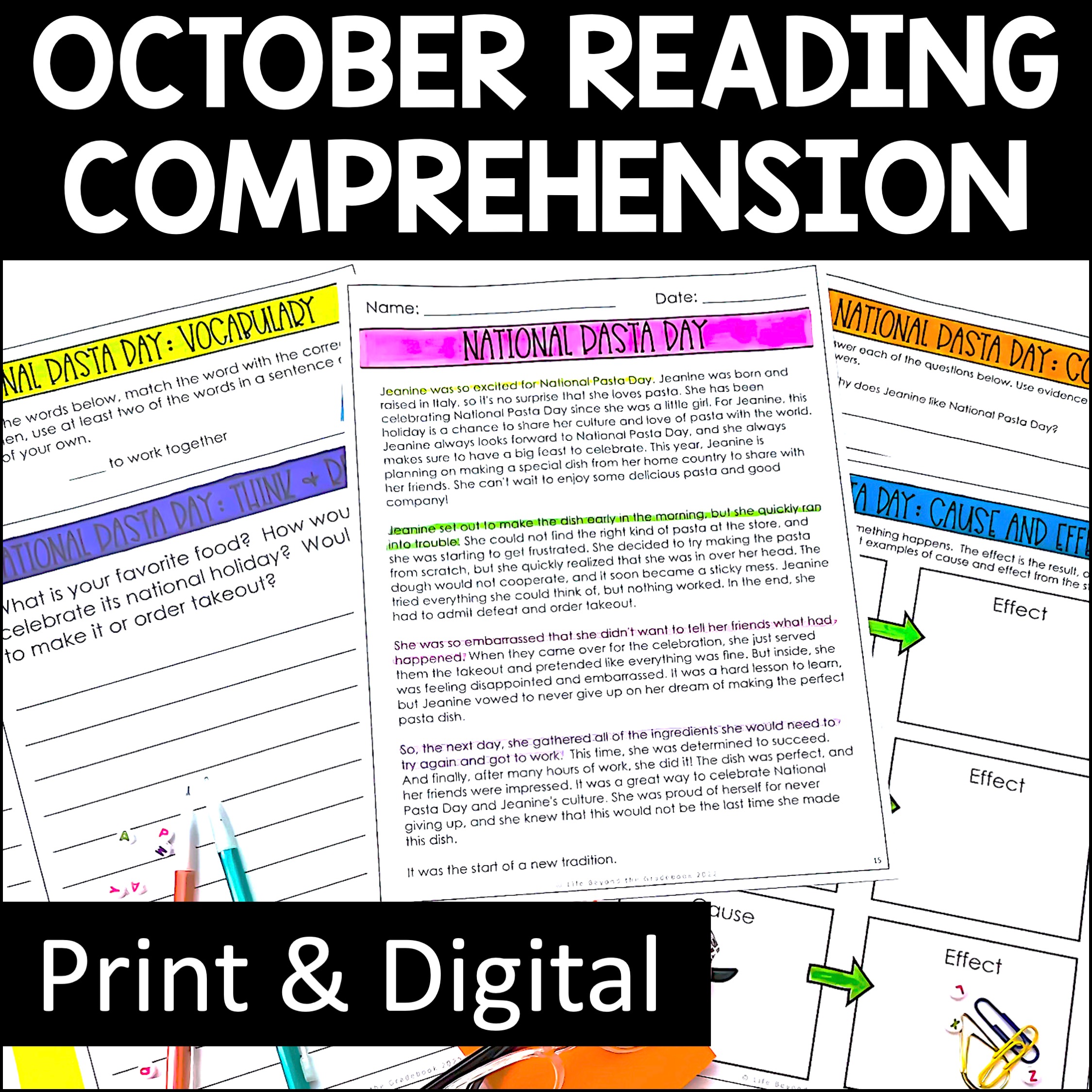 October Reading Comprehension Passages | Monthly Reading Passages ...