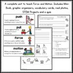 Force and Motion Unit with Mini Book STEM Projects Worksheets - Made By ...