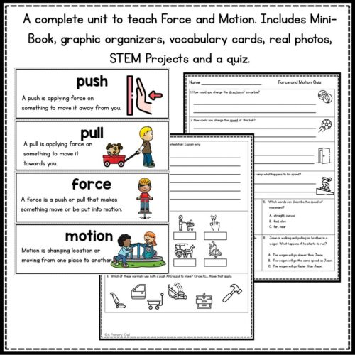 Force and Motion Unit with Mini Book STEM Projects Worksheets | Made By ...