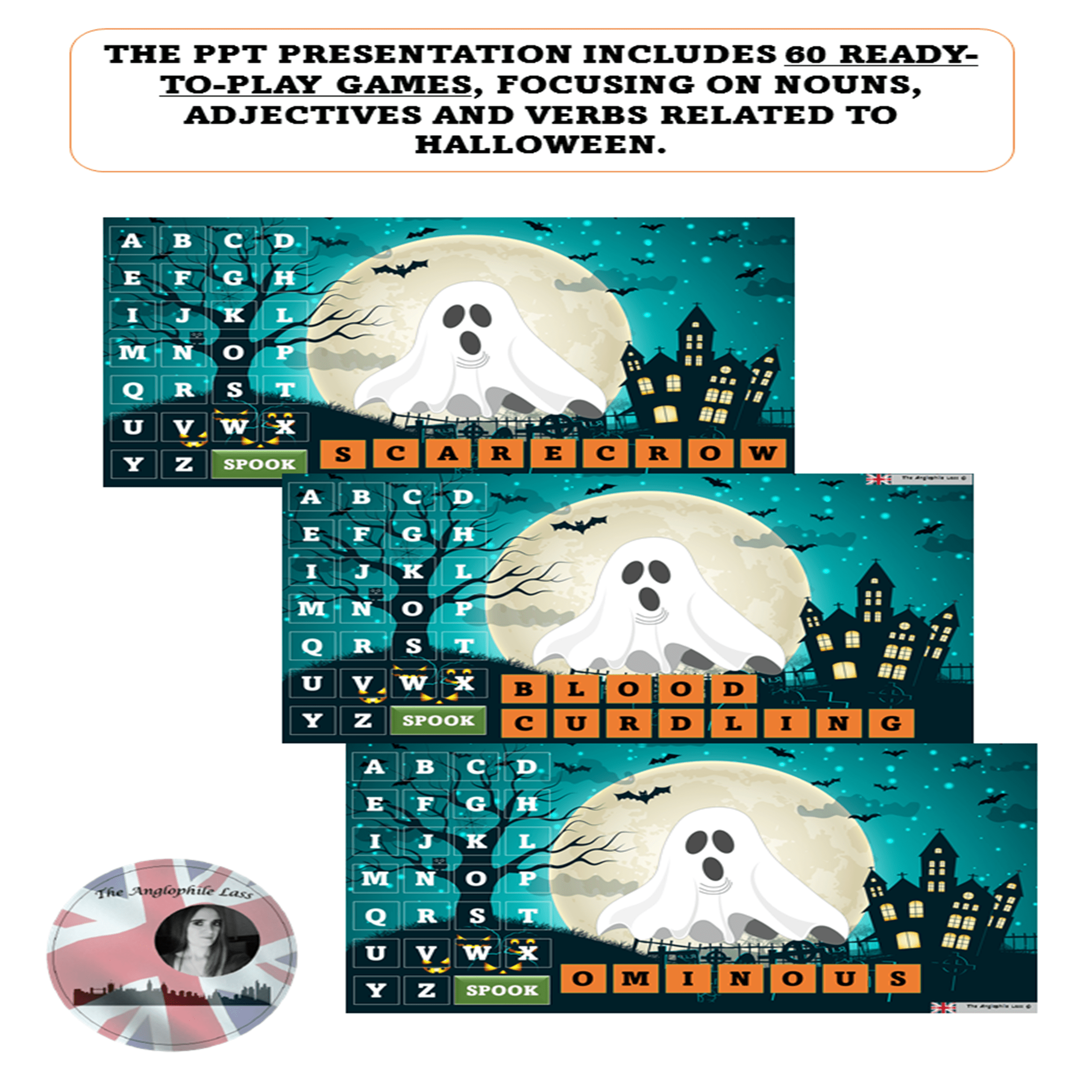 Halloween Ghost | Vocabulary Game | CEFR C1- C2 | Grade 10-12 | NO-PREP ...