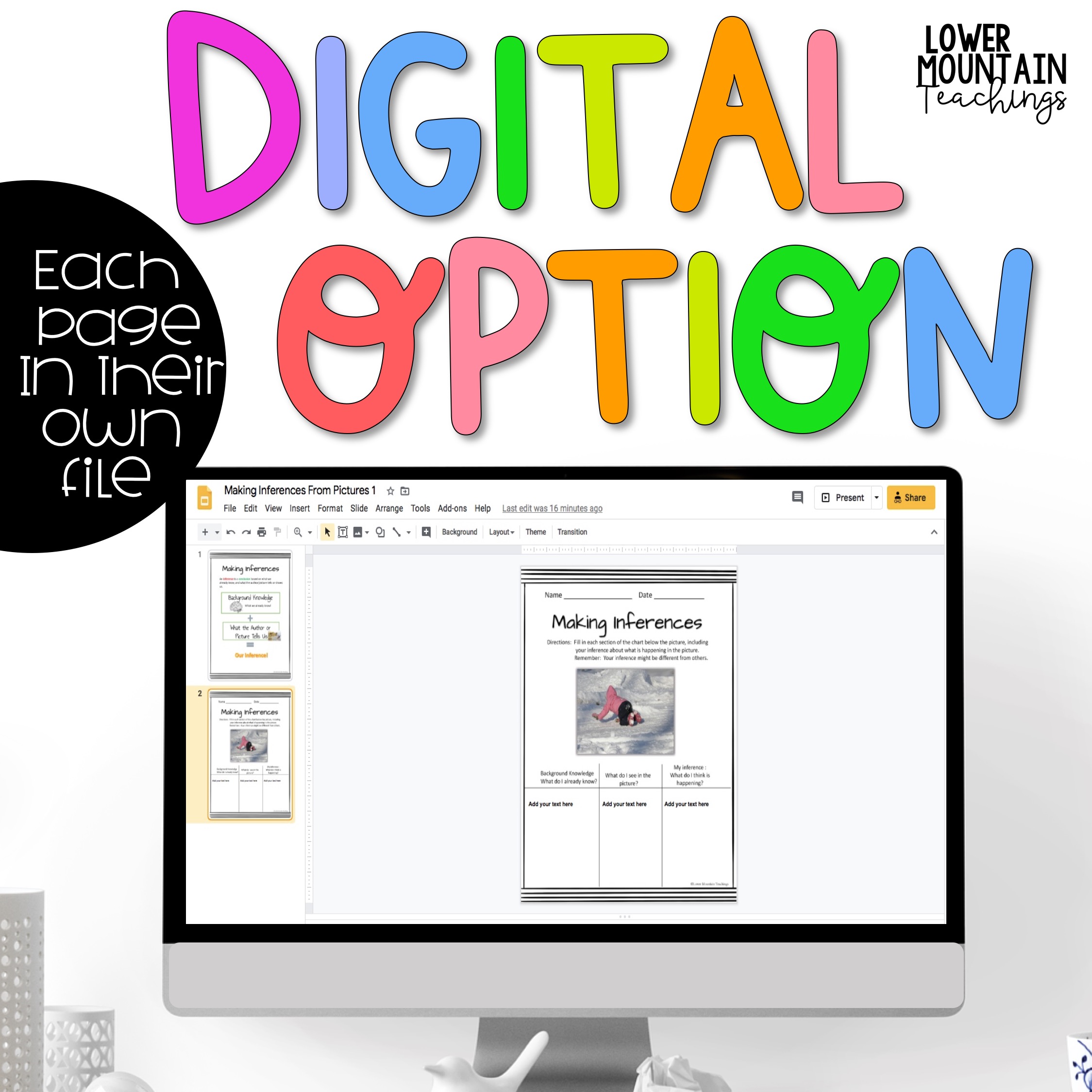 Making Inferences From Pictures Digital and Paper | Made By Teachers