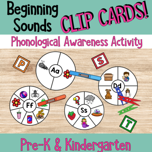 Beginning Sounds Clip Cards for Pre-K and Kindergarten | Made By Teachers