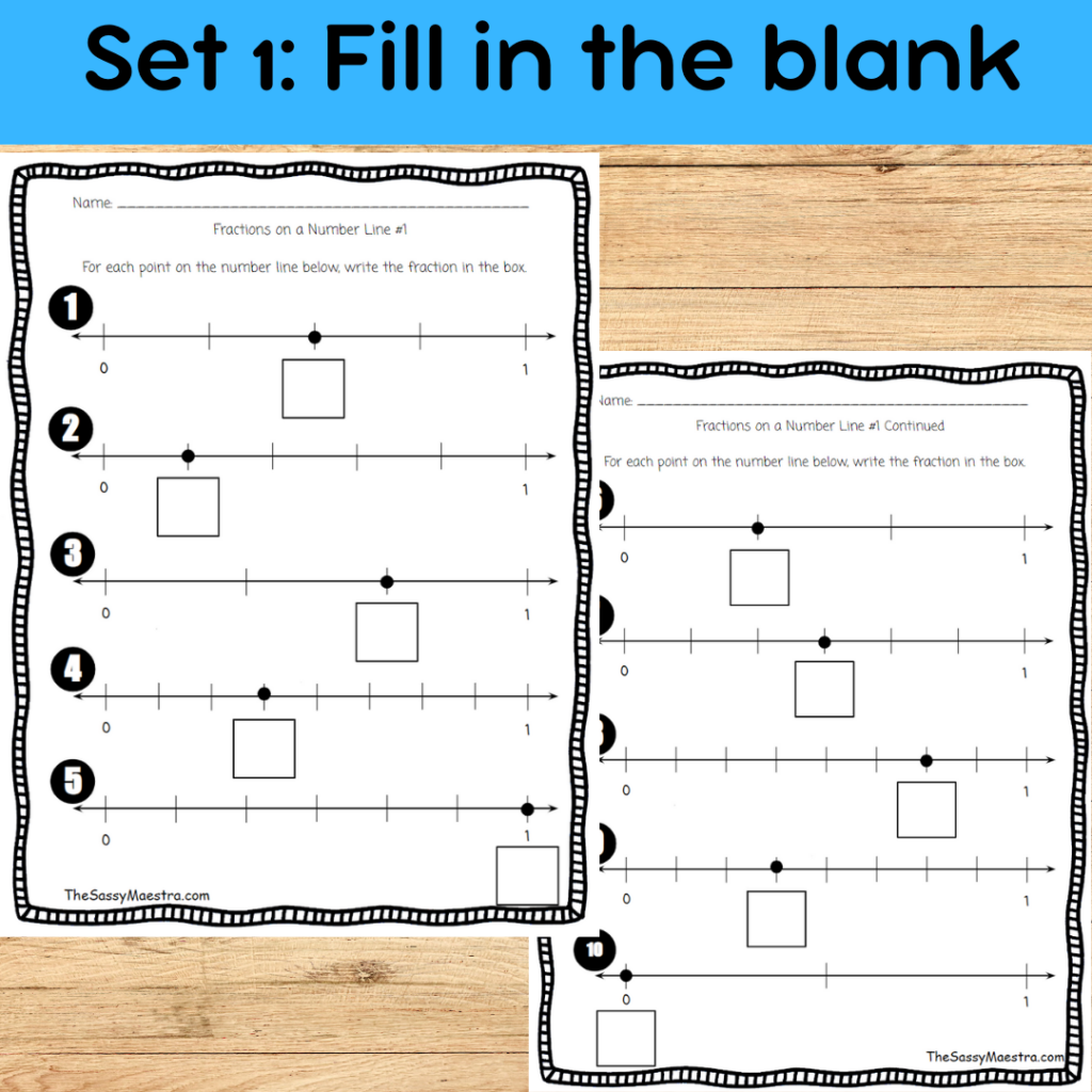 Fractions on a Number Line Differentiated Worksheets for 3rd Grade ...