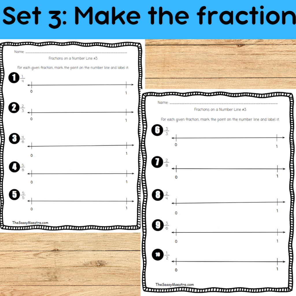 Fractions on a Number Line Differentiated Worksheets for 3rd Grade ...