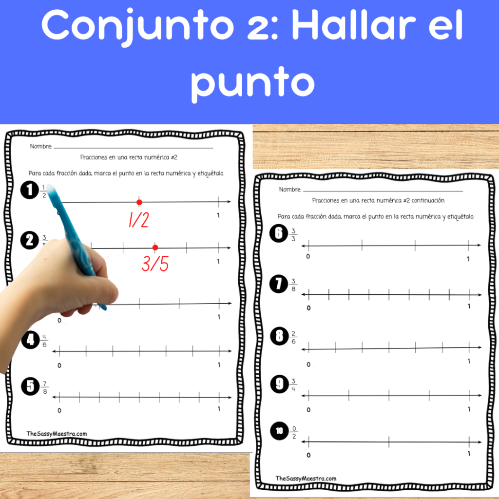 Fractions on a Number Line Spanish Worksheets Fracciones en una recta ...