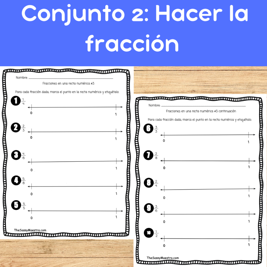Fractions on a Number Line Spanish Worksheets Fracciones en una recta ...