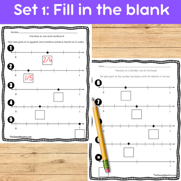 Fractions on a Number Line Bilingual Bundle English &Spanish | Made By ...