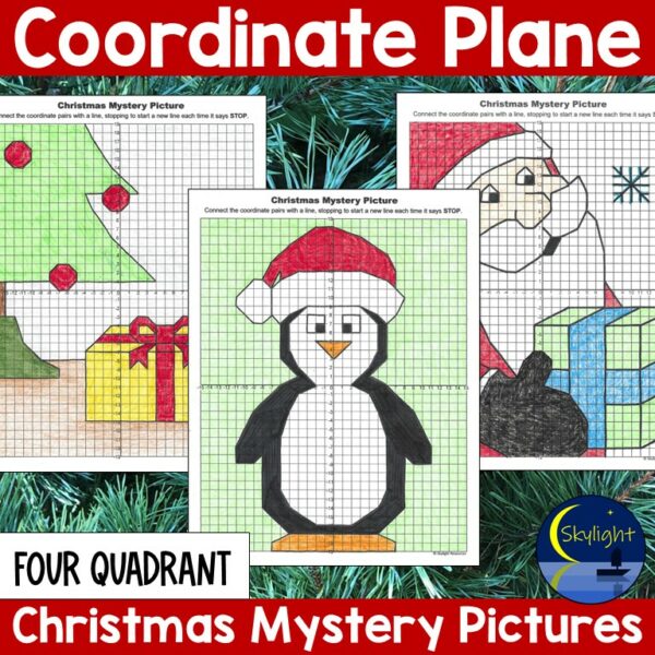 Christmas Coordinate Plane Mystery Graphing Pictures Four Quadrant ...