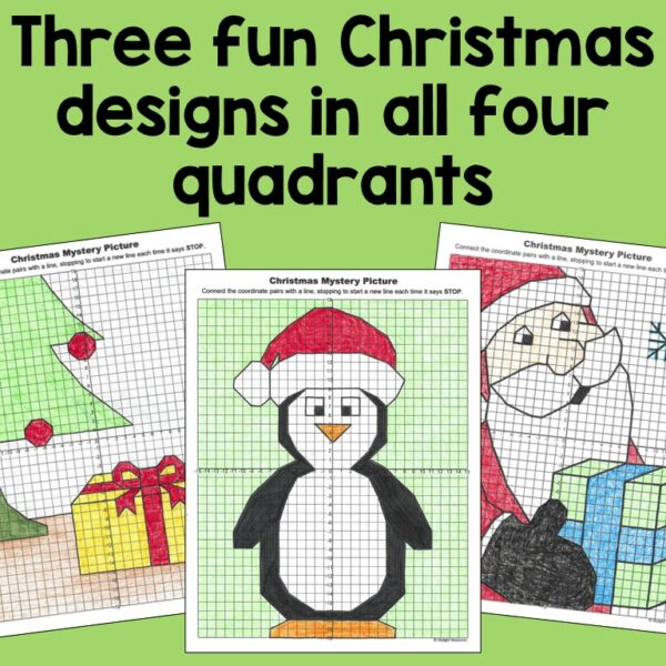 Christmas Coordinate Plane Mystery Graphing Pictures Four Quadrant ...