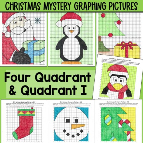 Christmas Four Quadrant and Quadrant I Math Mystery Graphing Pictures ...
