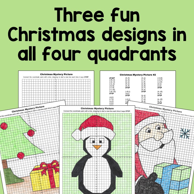 Christmas Four Quadrant and Quadrant I Math Mystery Graphing Pictures ...