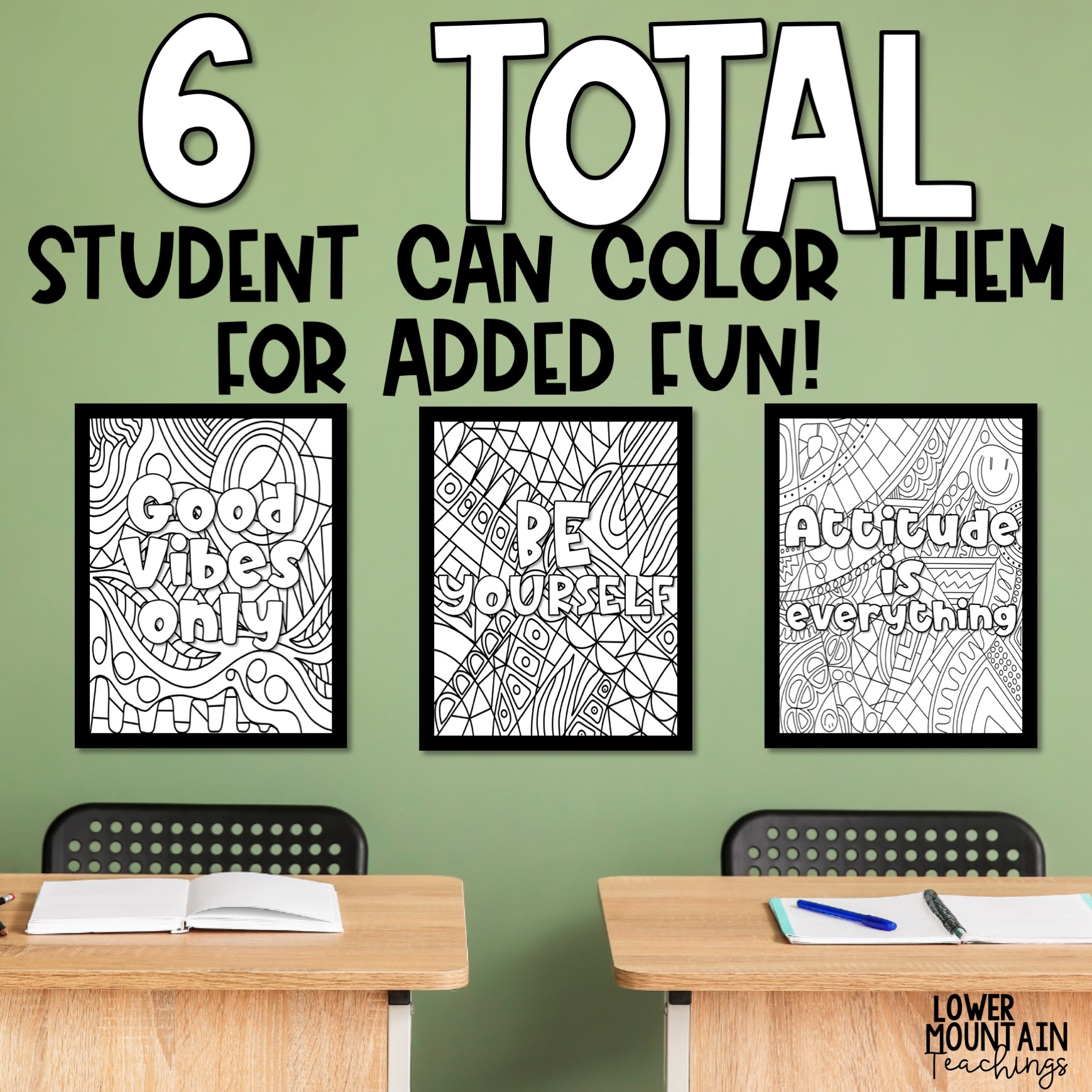 Positive Saying Coloring Posters Classroom Decor | Made By Teachers