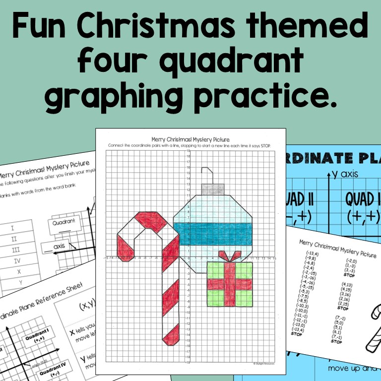 EASY Christmas Four Quadrant Coordinate Plane Graphing Picture Activity ...