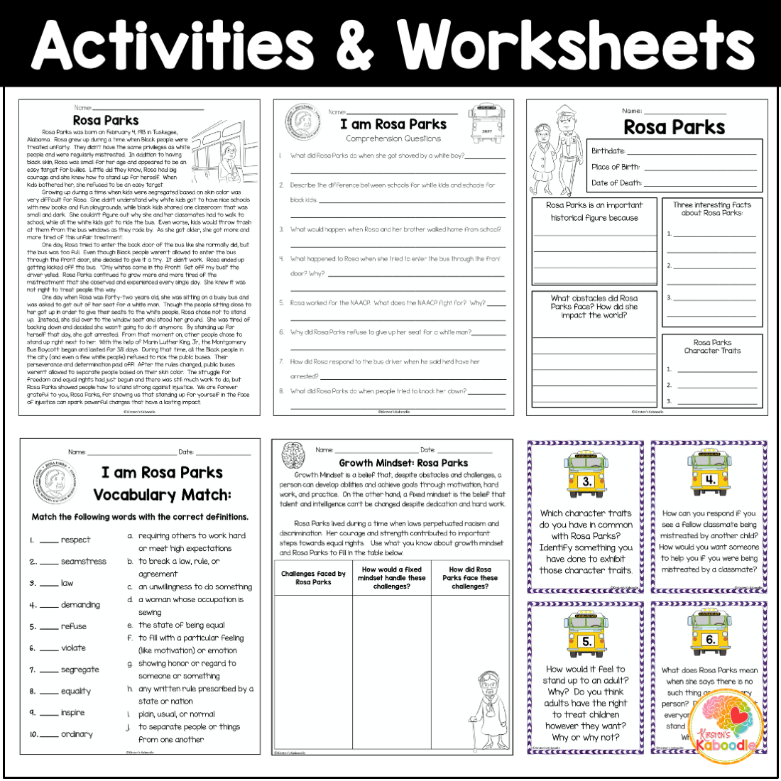 I am Rosa Parks by Brad Meltzer Literature Unit Activities | Made By ...