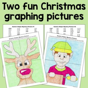 Santa's Helpers Coordinate Plane Graphing Pictures Christmas Four ...