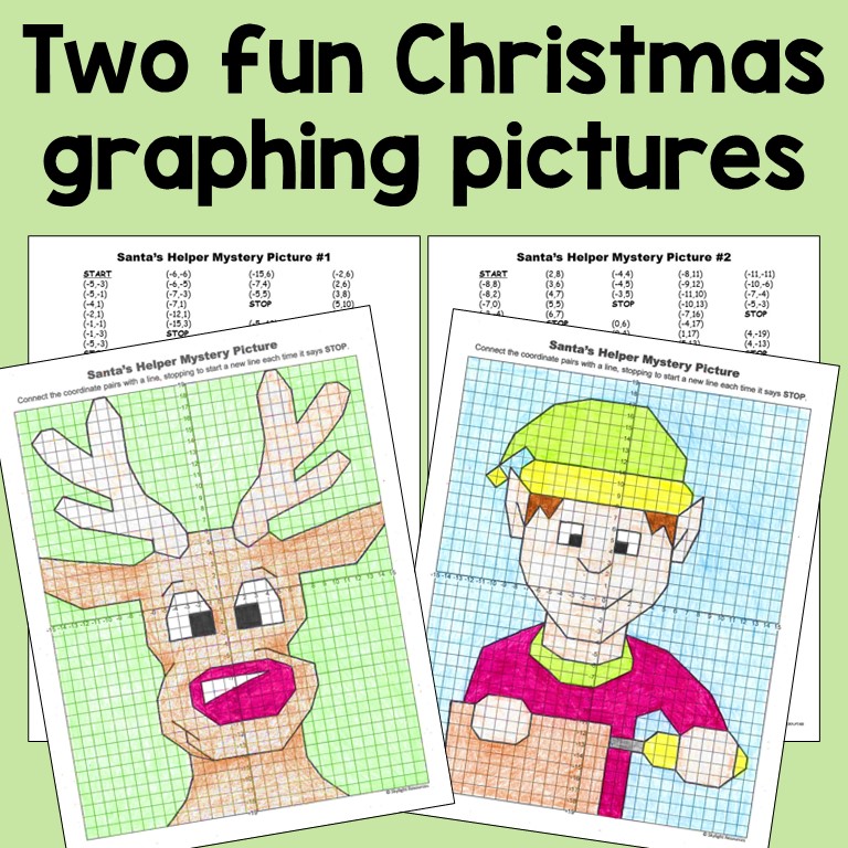 Santa's Helpers Coordinate Plane Graphing Pictures Christmas Four ...