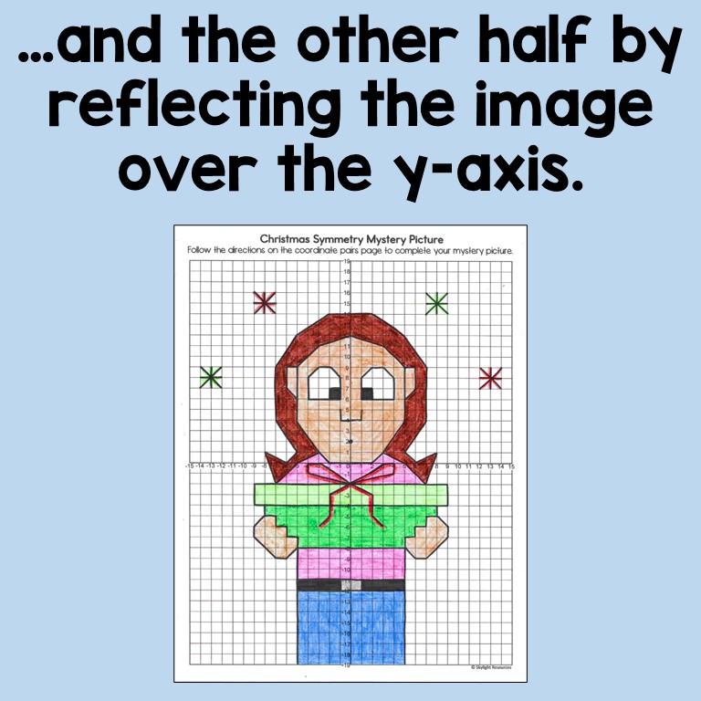 Christmas Coordinate Plane Graphing Picture Four Quadrant Symmetry ...
