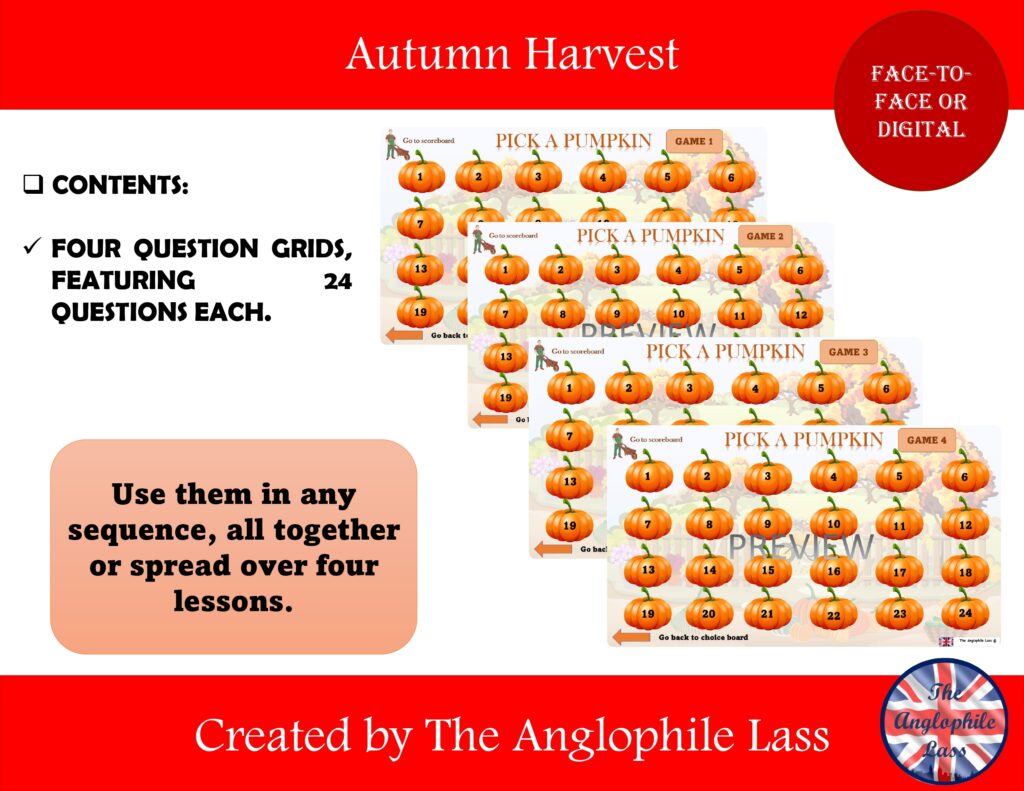 Autumn Harvest PPT Vocabulary Game | B2+-C1 | Grade 10-12 | FALL ...