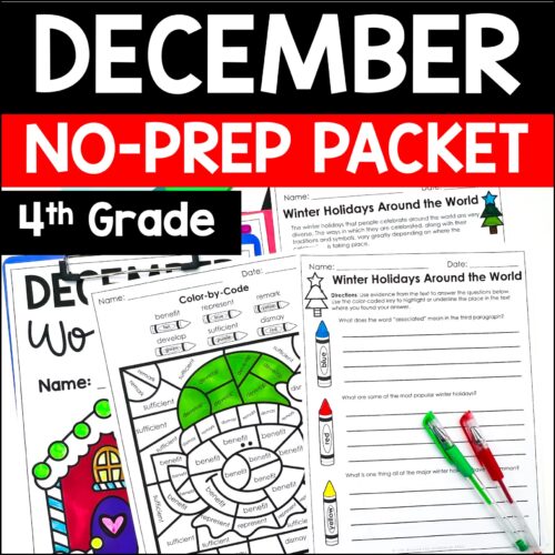 December Math and Reading Packet | 4th Grade Christmas Math & Reading ...