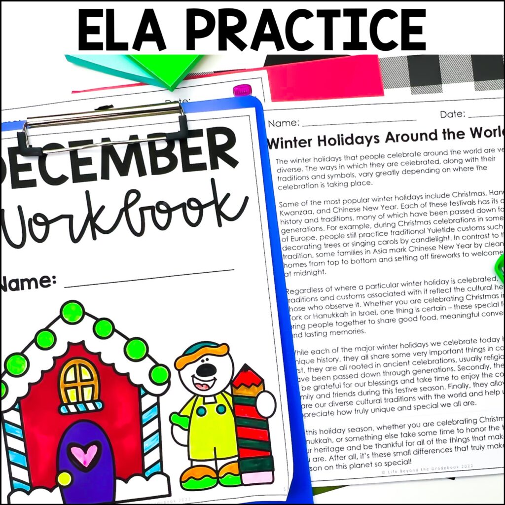 December Math and Reading Packet | 4th Grade Christmas Math & Reading ...
