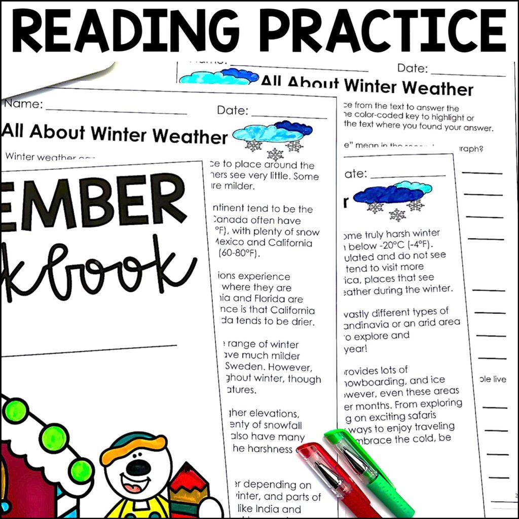 December Math and Reading Packet | 5th Grade Christmas Math & Reading ...
