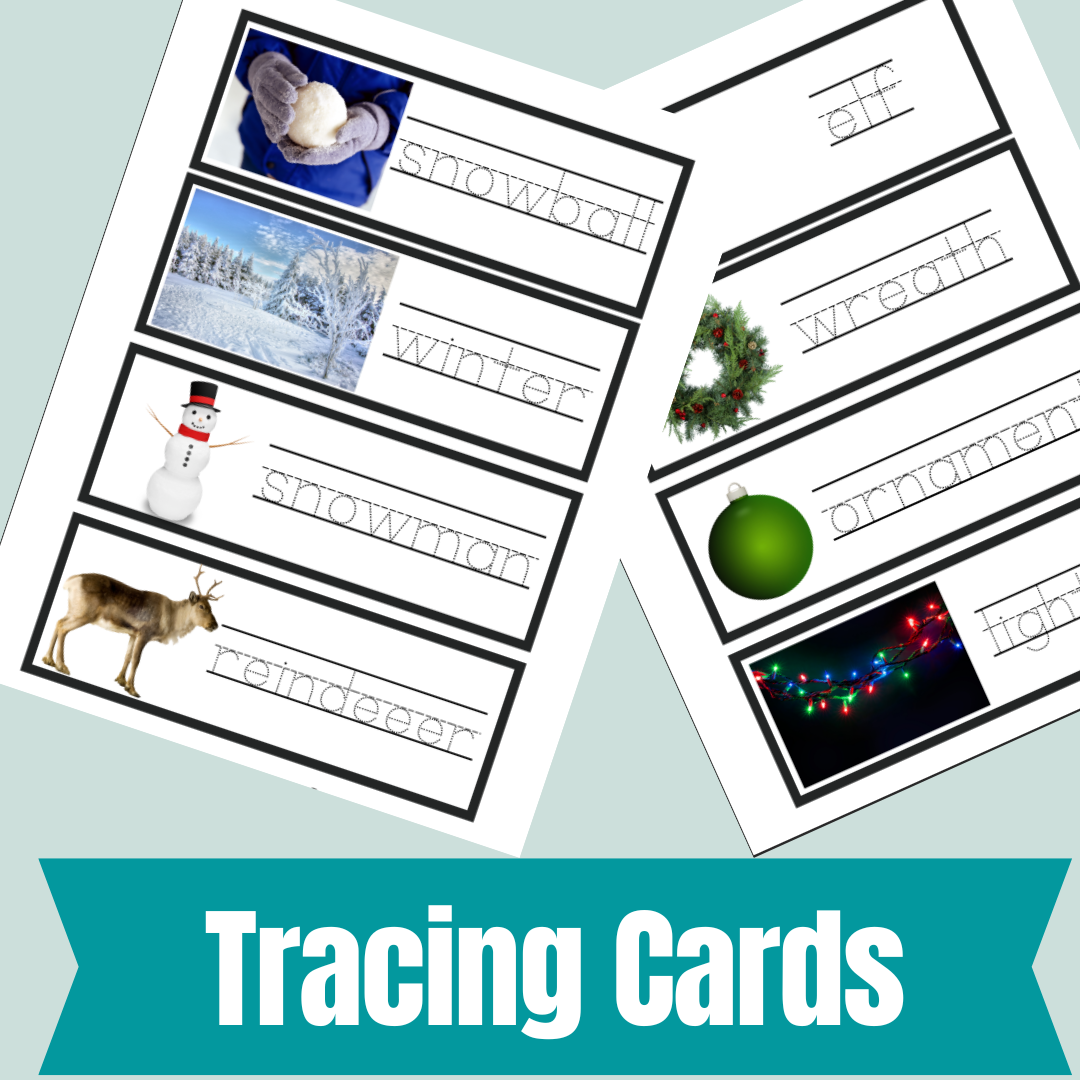 Winter Holiday Vocabulary Cards & Traceable Print Cards with Photos ...