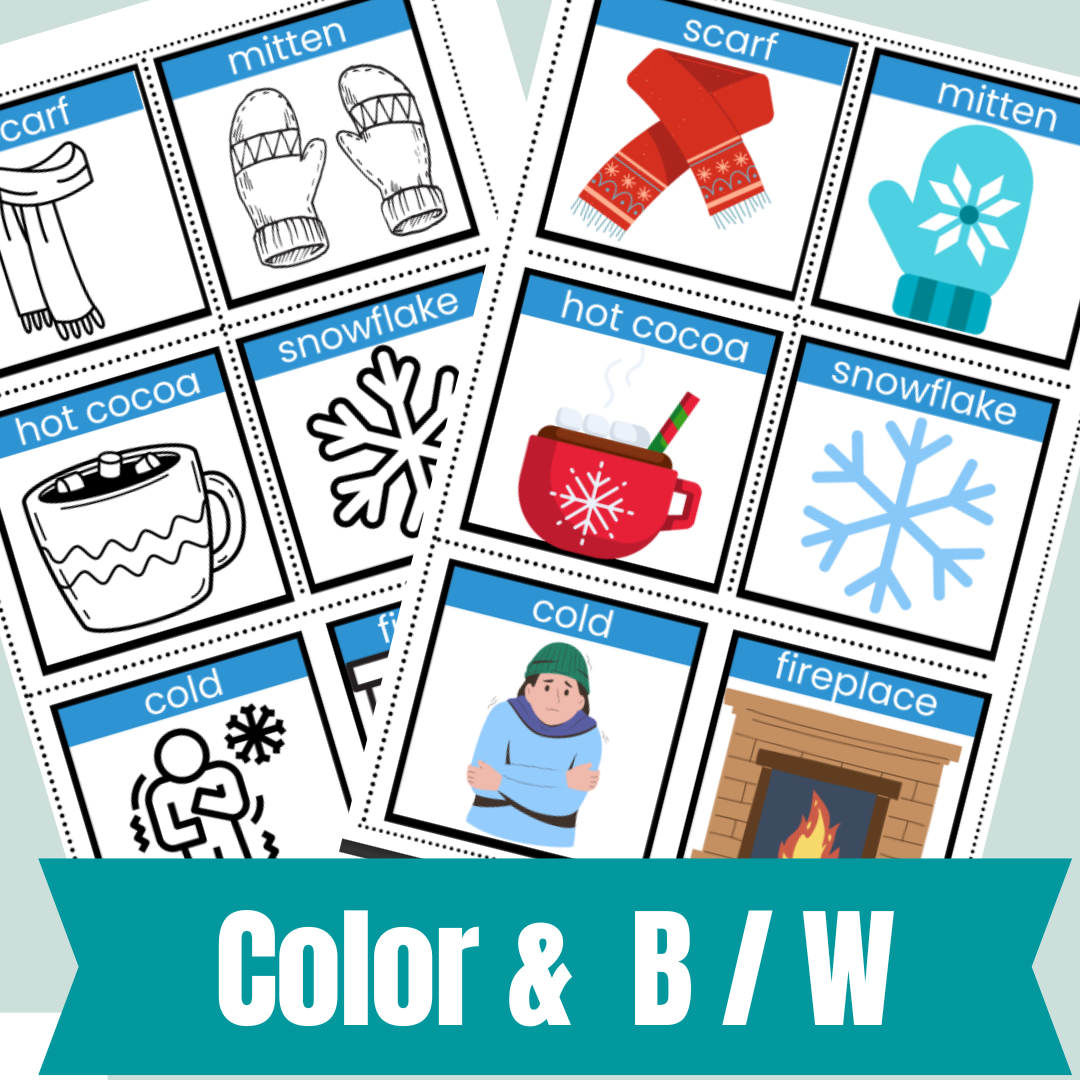 Winter Holiday Vocabulary Cards & Traceable Print Cards with Photos ...