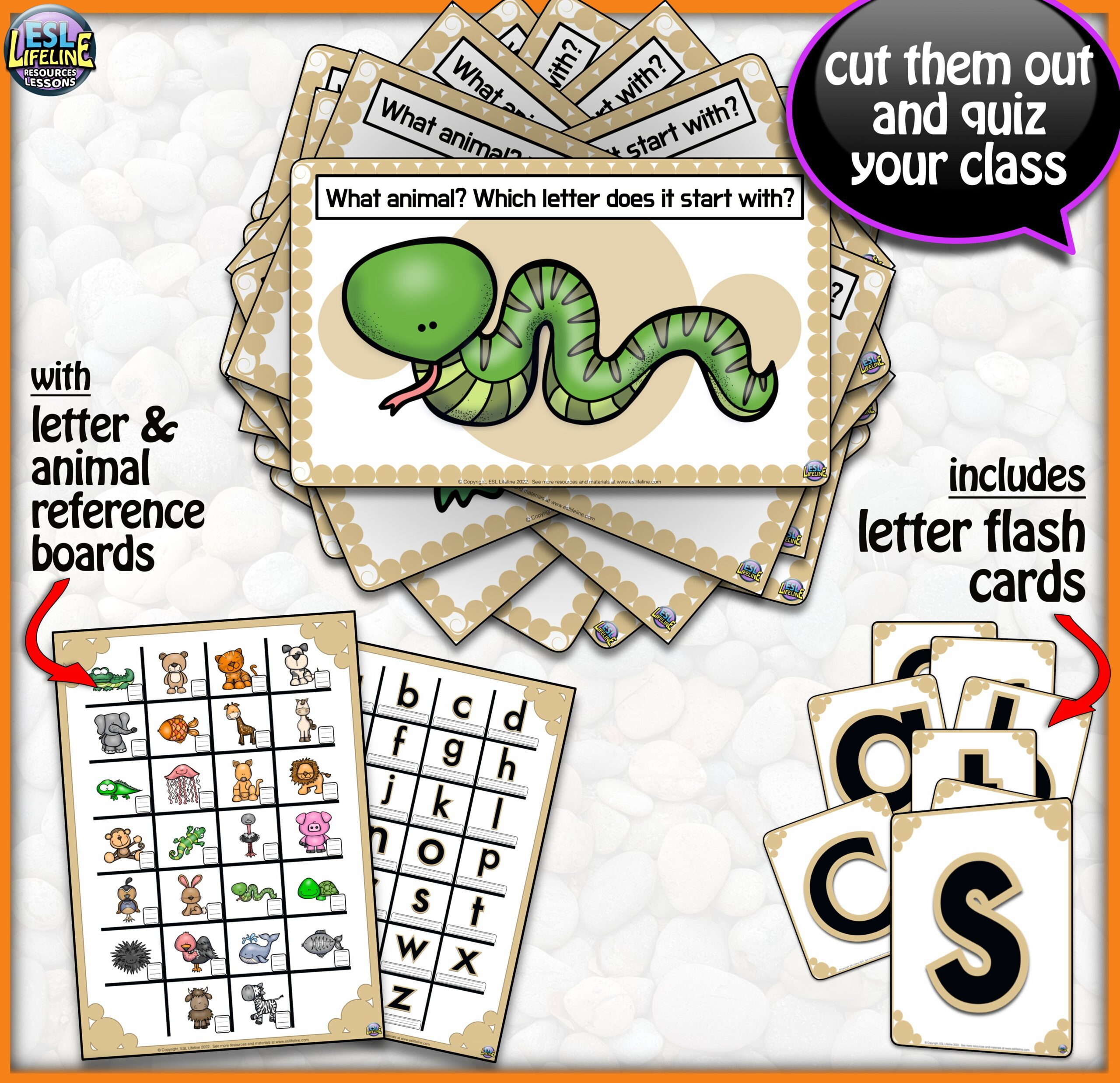 Matching Letters to Animals - Flashcards & PowerPoint for ESL/ELL Young ...