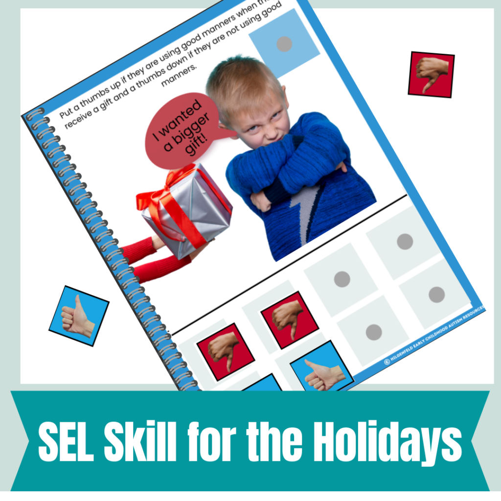 Interactive Adapted Book SEL Holiday Skill Receiving a Gift Autism ABA ...