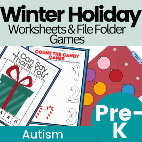 Preschool Winter Holidays Worksheets and File Folder Games for Autism ...