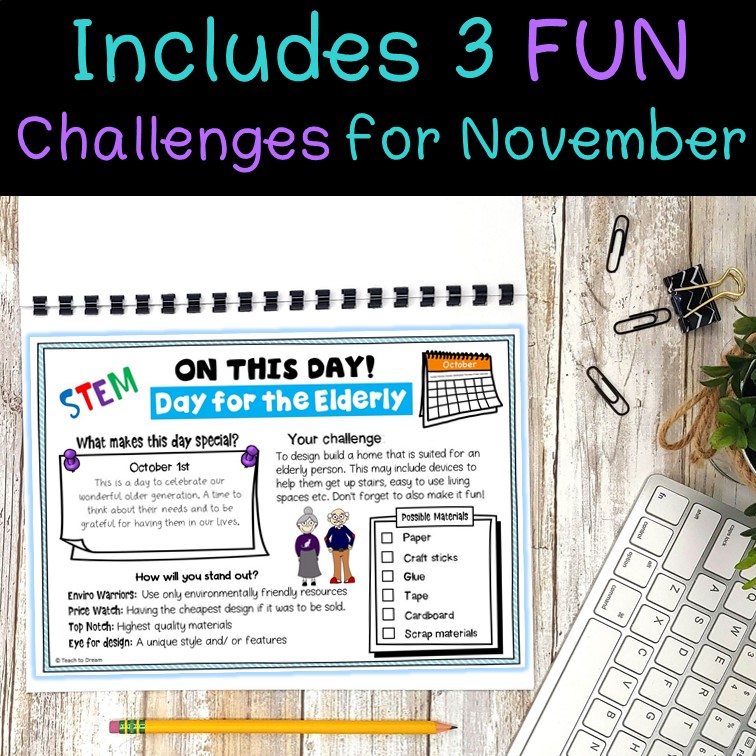 November STEM Challenges | NOVEMBER Monthly STEAM Activities | Made By ...