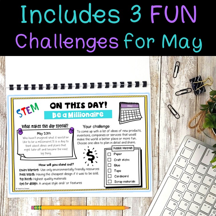 MAY STEM Challenges | MAY Monthly STEAM Activities | Made By Teachers