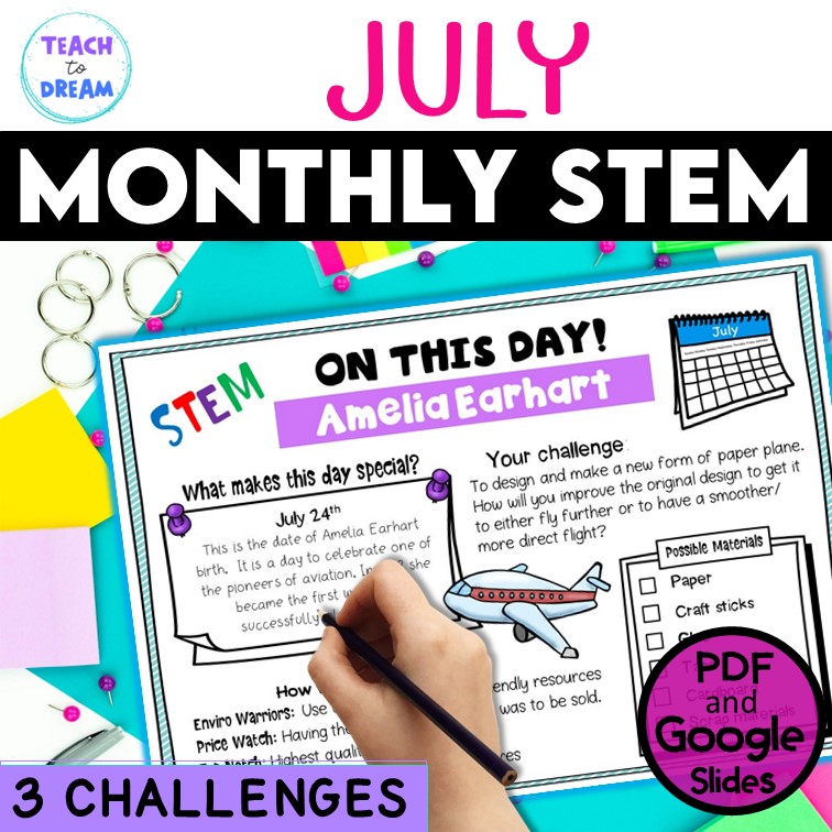 JULY STEM Challenges | JULY Monthly STEAM Activities | Made By Teachers