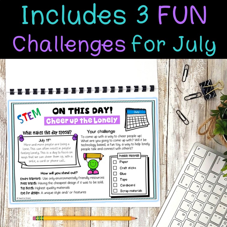 JULY STEM Challenges | JULY Monthly STEAM Activities | Made By Teachers