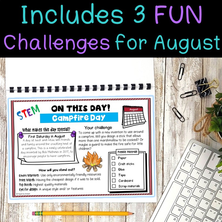 AUGUST STEM Challenges | AUGUST Monthly STEAM Activities | Made By Teachers
