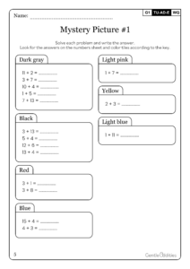 Thanksgiving Math Mystery Pictures Grade 1: Additions Subtractions ...