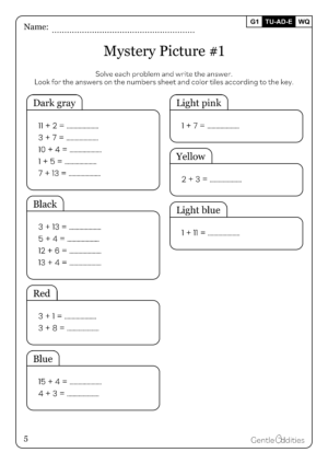 Thanksgiving Math Mystery Pictures Grade 1: Additions Subtractions ...