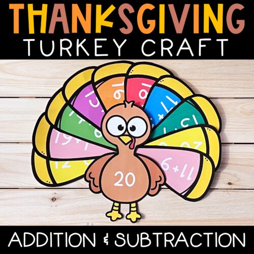 Thanksgiving Math Craft Addition and Subtraction within 20 Turkey ...
