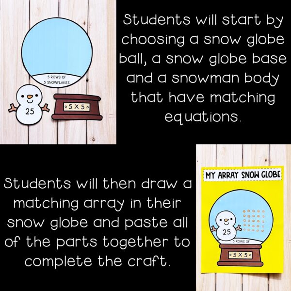 Multiplication Arrays Snow Globe Craft Winter Craftivity | Made By Teachers