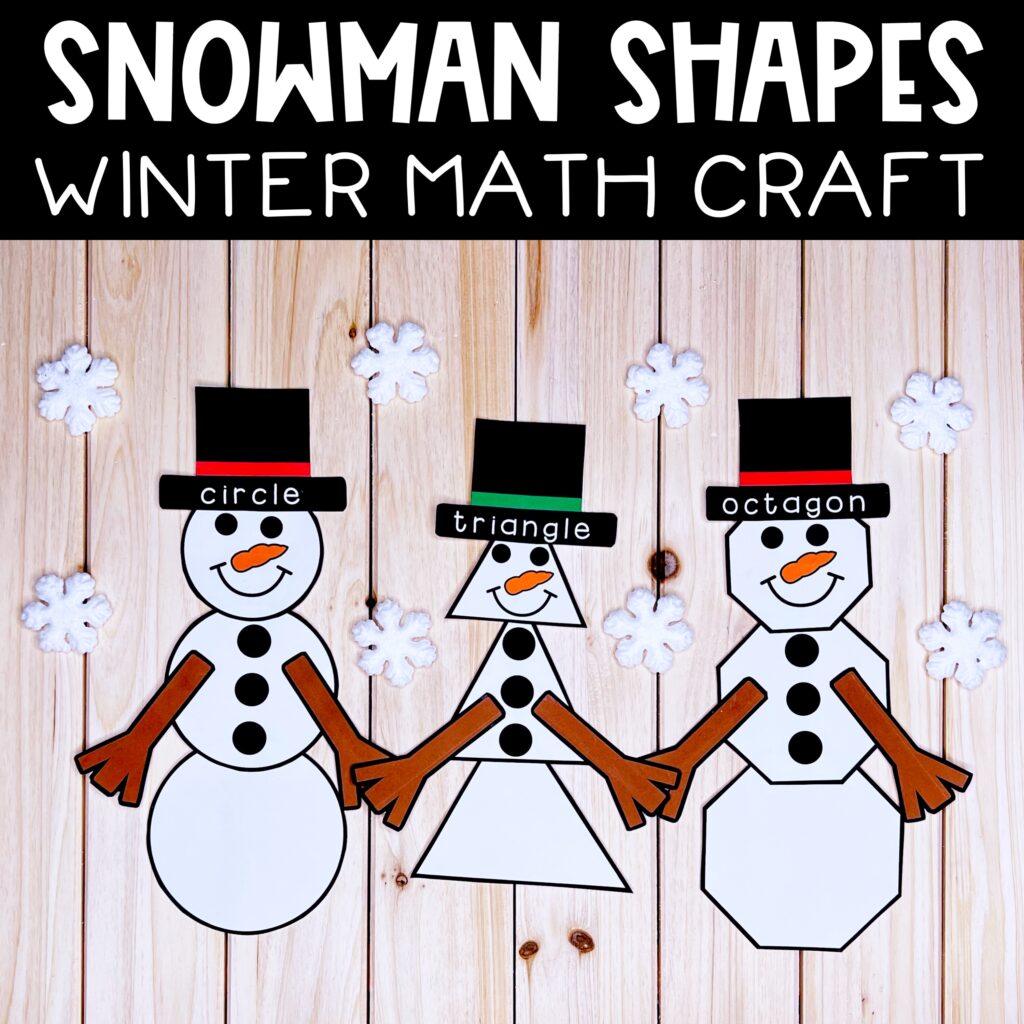 2D Shapes Snowman Craft Winter Craftivity | Made By Teachers