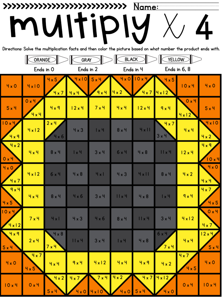 Fall Color by Number Multiplication Facts Practice Worksheets | Made By ...