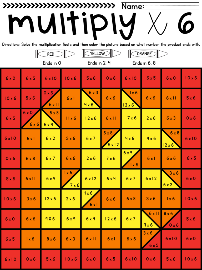 Fall Color by Number Multiplication Facts Practice Worksheets | Made By ...