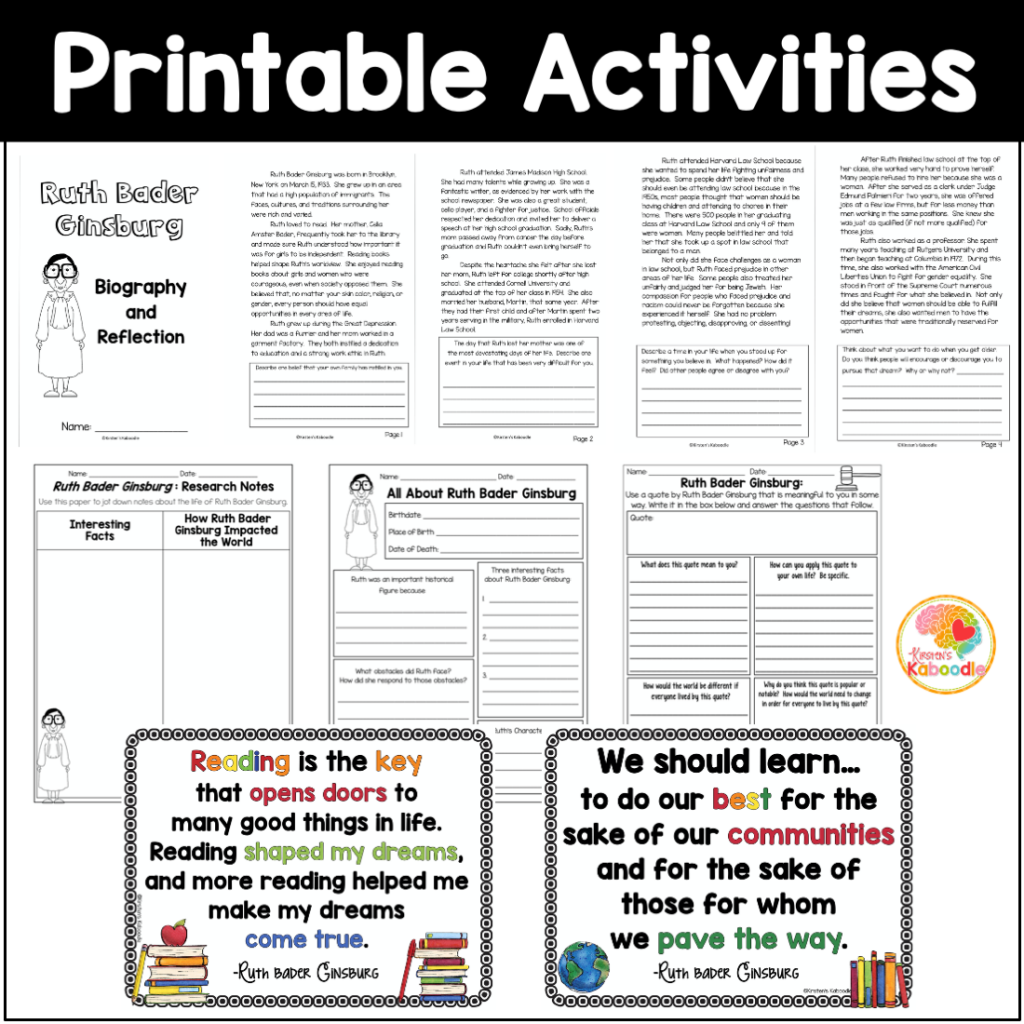 Ruth Bader Ginsburg Nonfiction Text Activities: I Dissent | Made By ...