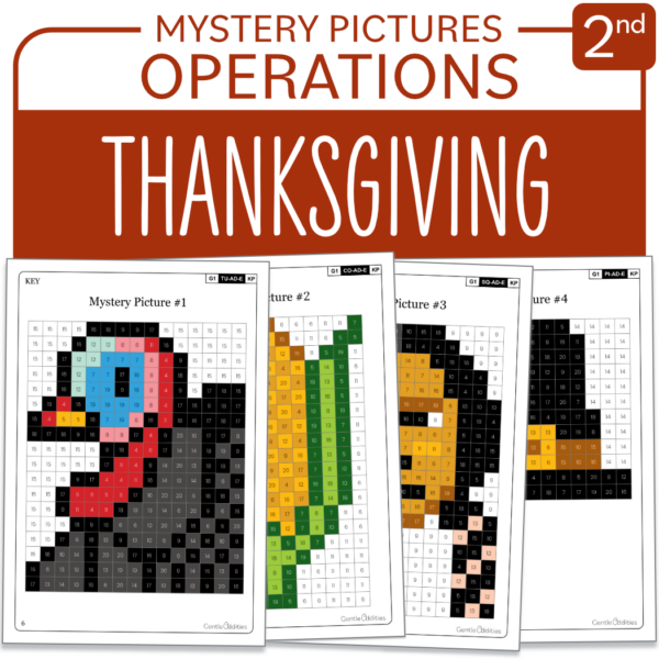 Thanksgiving Math Mystery Pictures Grade 2: Additions Subtractions ...